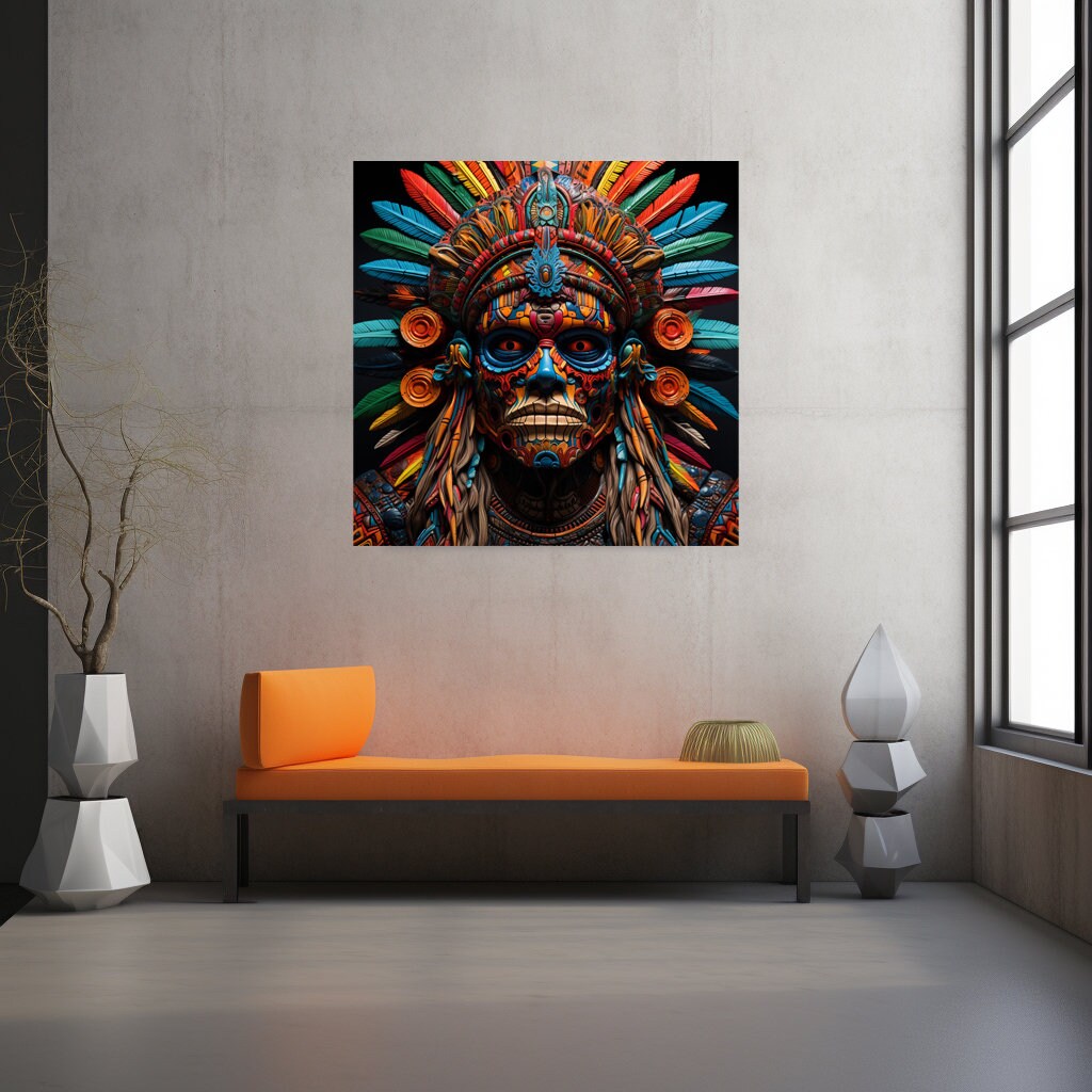 Aztec God of the Underworld Aztec God Print Mayan Wall Art Mythological ...