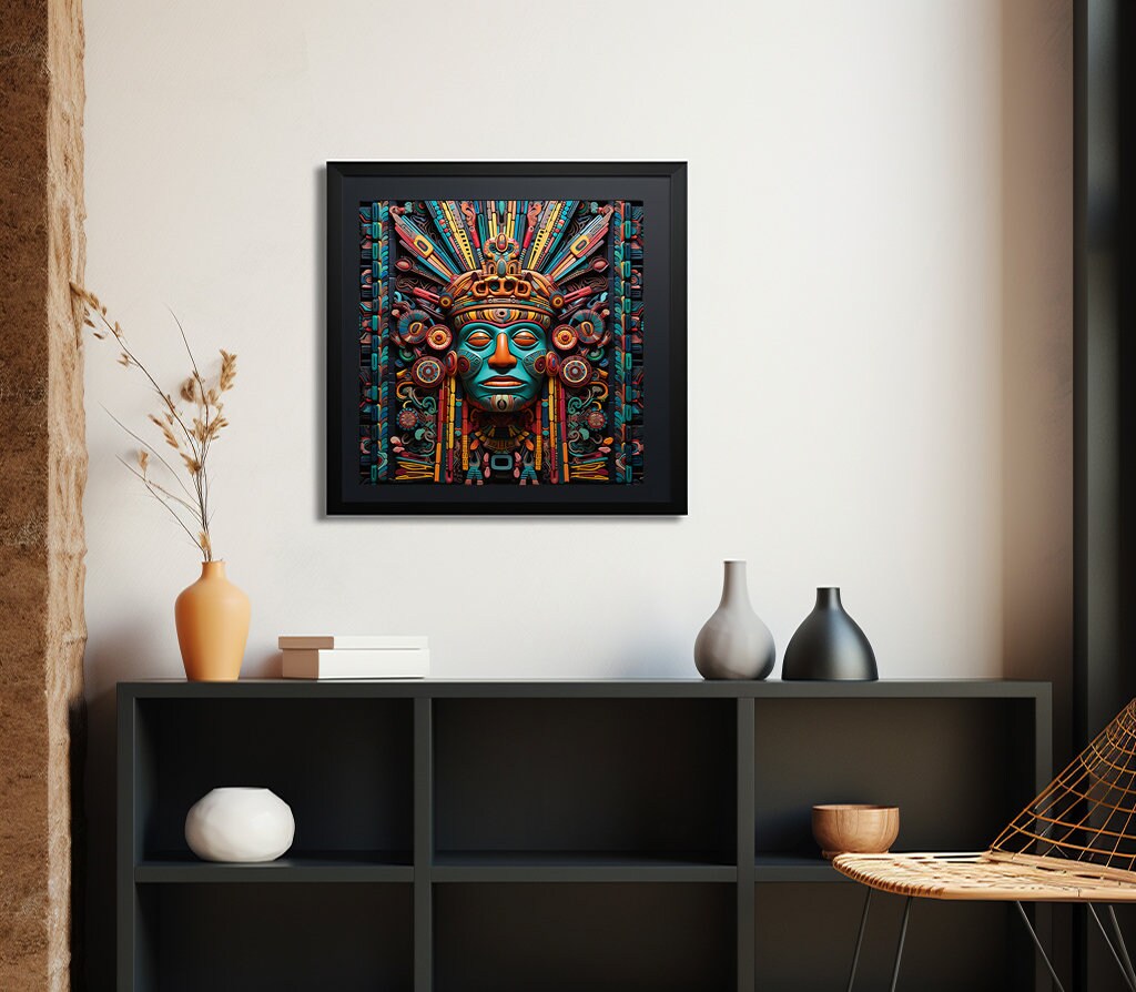 Aztec God Print God of Visions Mayan Wall Art Mythological Digital Art ...