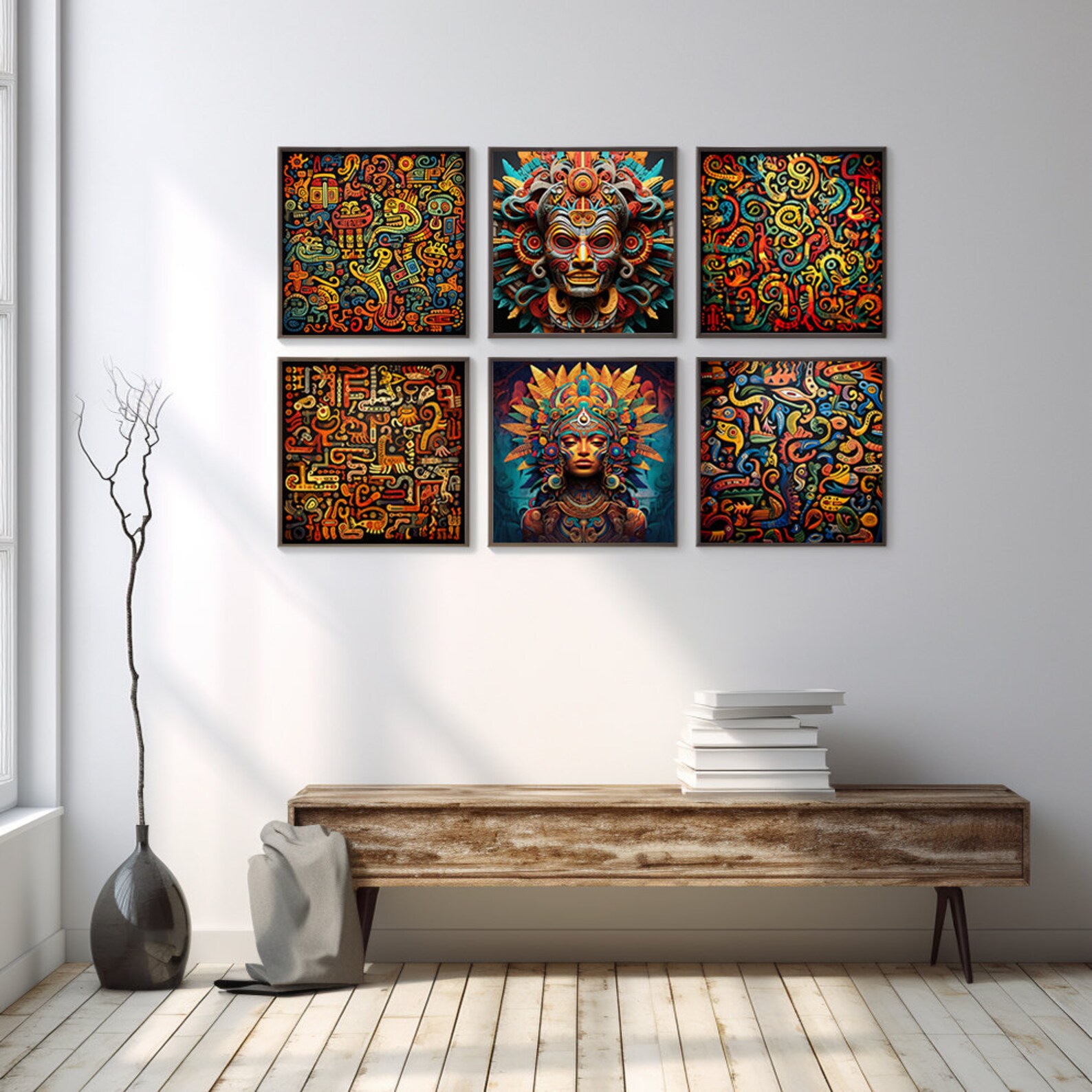 Aztec God Print Moon Goddess Mayan Wall Art Mythological Digital Art - Etsy