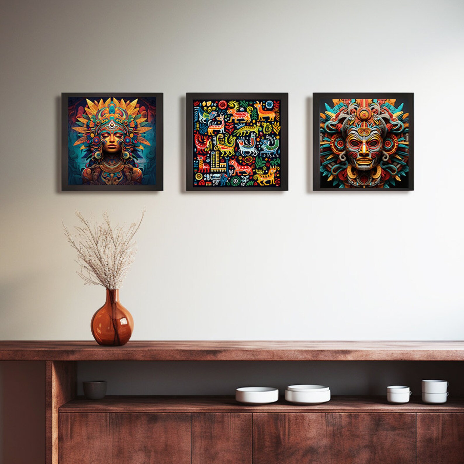 Aztec God Print Moon Goddess Mayan Wall Art Mythological Digital Art - Etsy
