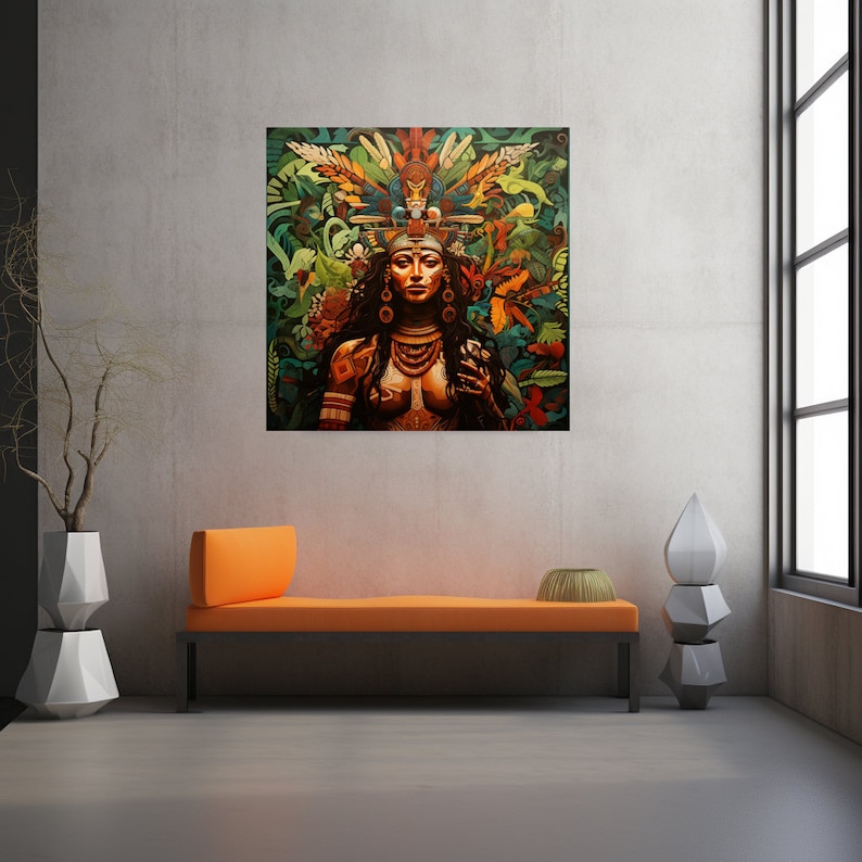 Aztec Goddess of Nature Aztec Wall Art Mythological Digital Art - Etsy