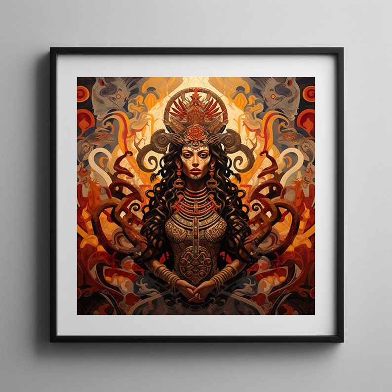 Aztec Goddess of Serpents Aztec Wall Art Mythological Digital Art - Etsy