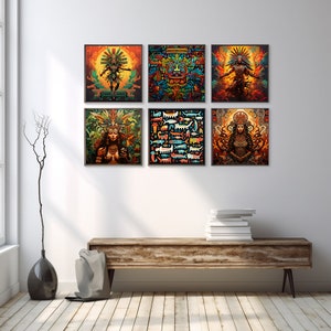 Aztec God of Sun Mayan Wall Art Aztec Digital Print Mythological ...