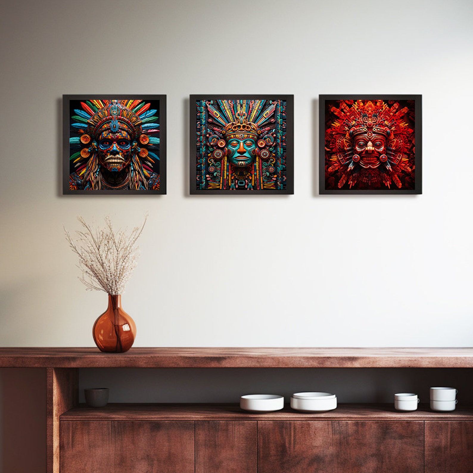 Aztec God Print God of Visions Mayan Wall Art Mythological Digital Art ...