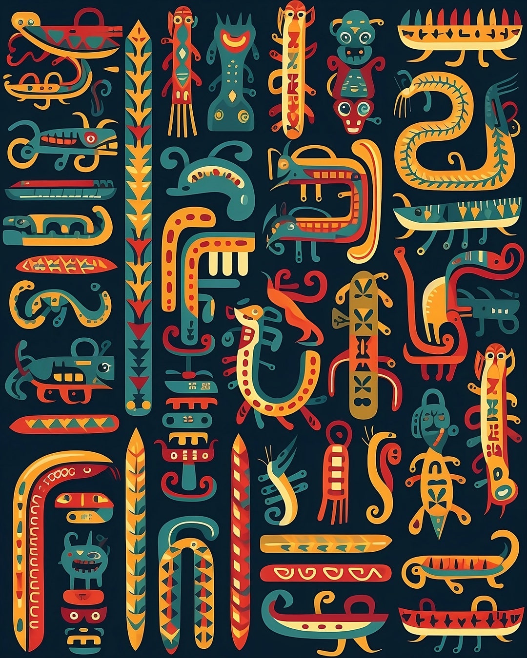 10 Aztec Digital Prints Mythological Digital Art Mayan Wall Art Mayan ...