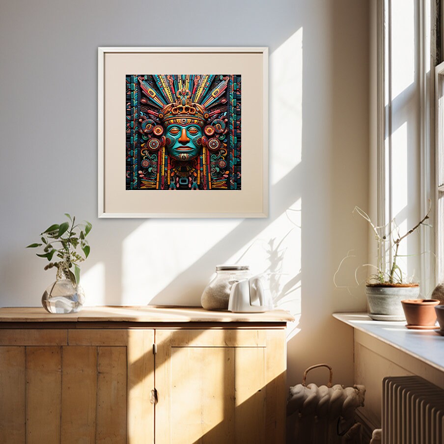 Aztec God Print God of Visions Mayan Wall Art Mythological Digital Art ...