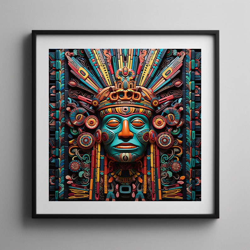 Aztec God Print God of Visions Mayan Wall Art Mythological Digital Art ...