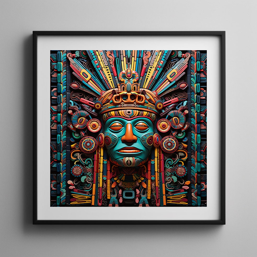 Aztec God Print God of Visions Mayan Wall Art Mythological Digital Art - Etsy