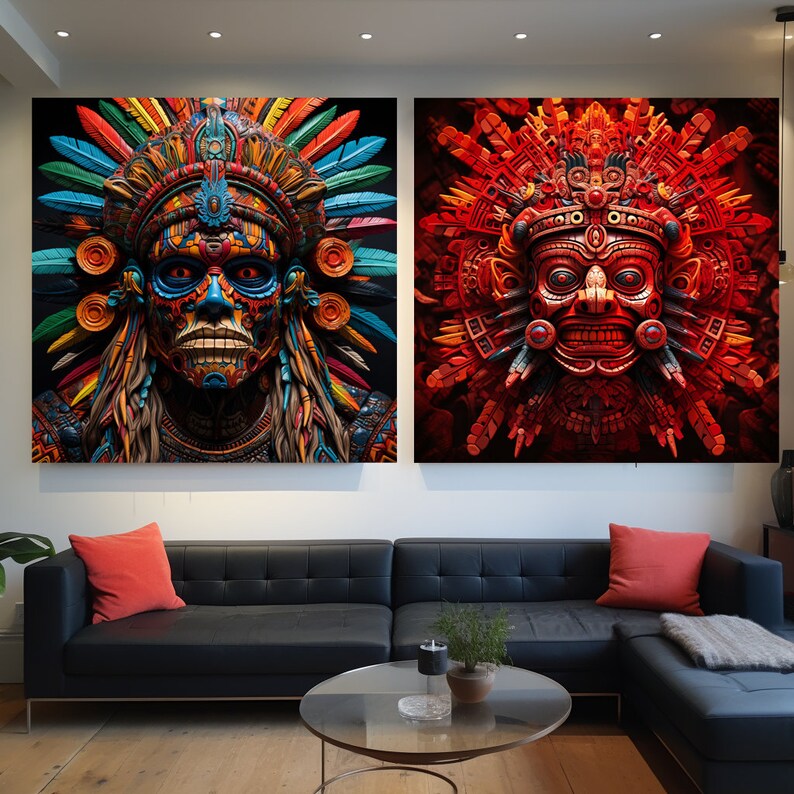 Aztec God of the Underworld Aztec God Print Mayan Wall Art Mythological Digital Art - Etsy