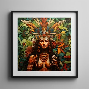 Aztec Goddess of Nature Aztec Wall Art Mythological Digital Art - Etsy