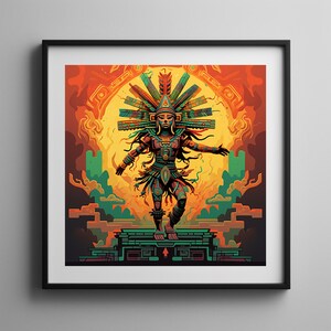 Aztec God of Sun Mayan Wall Art Aztec Digital Print Mythological Digital Art - Etsy