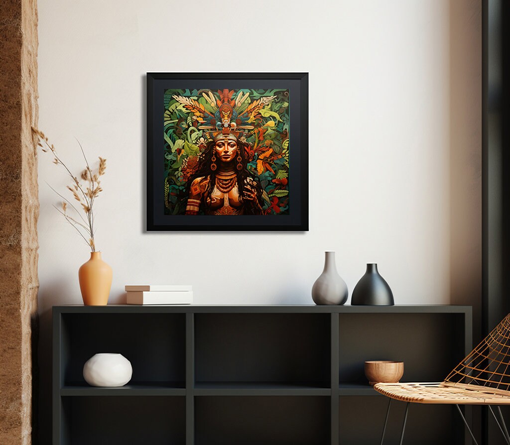 Aztec Goddess of Nature Aztec Wall Art Mythological Digital Art - Etsy
