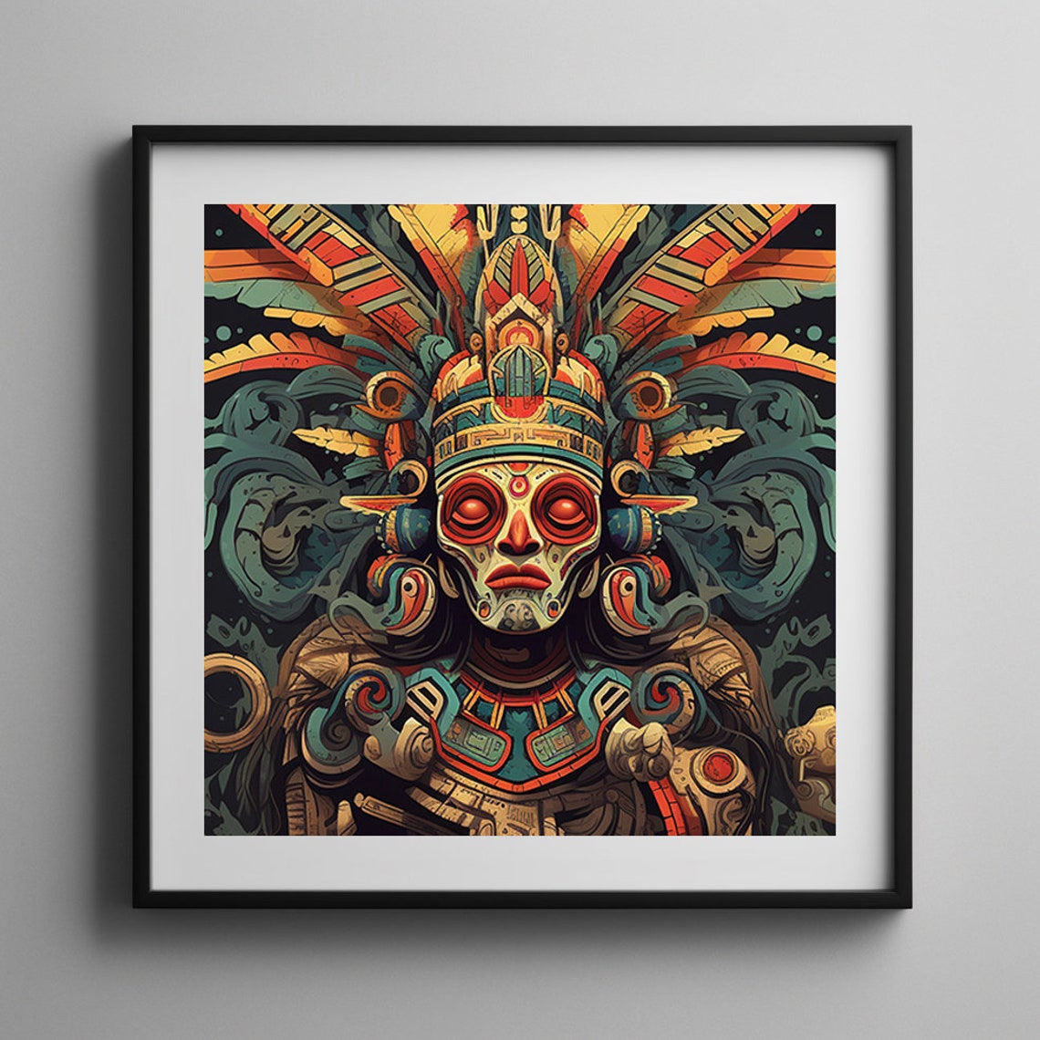 Aztec God Print Mayan Wall Art Mythological Digital Art God of Drunkenness - Etsy