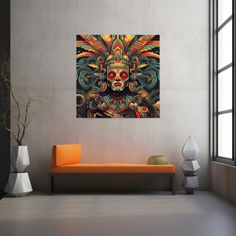 Aztec God Print Mayan Wall Art Mythological Digital Art God of Drunkenness - Etsy