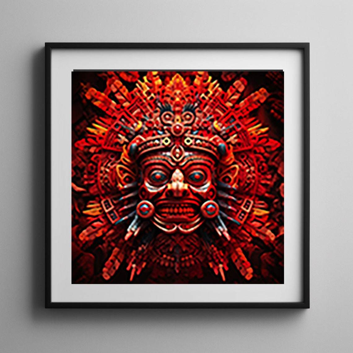 Aztec God Print God of Fire Mayan Wall Art Aztec Wall Art Mythological ...