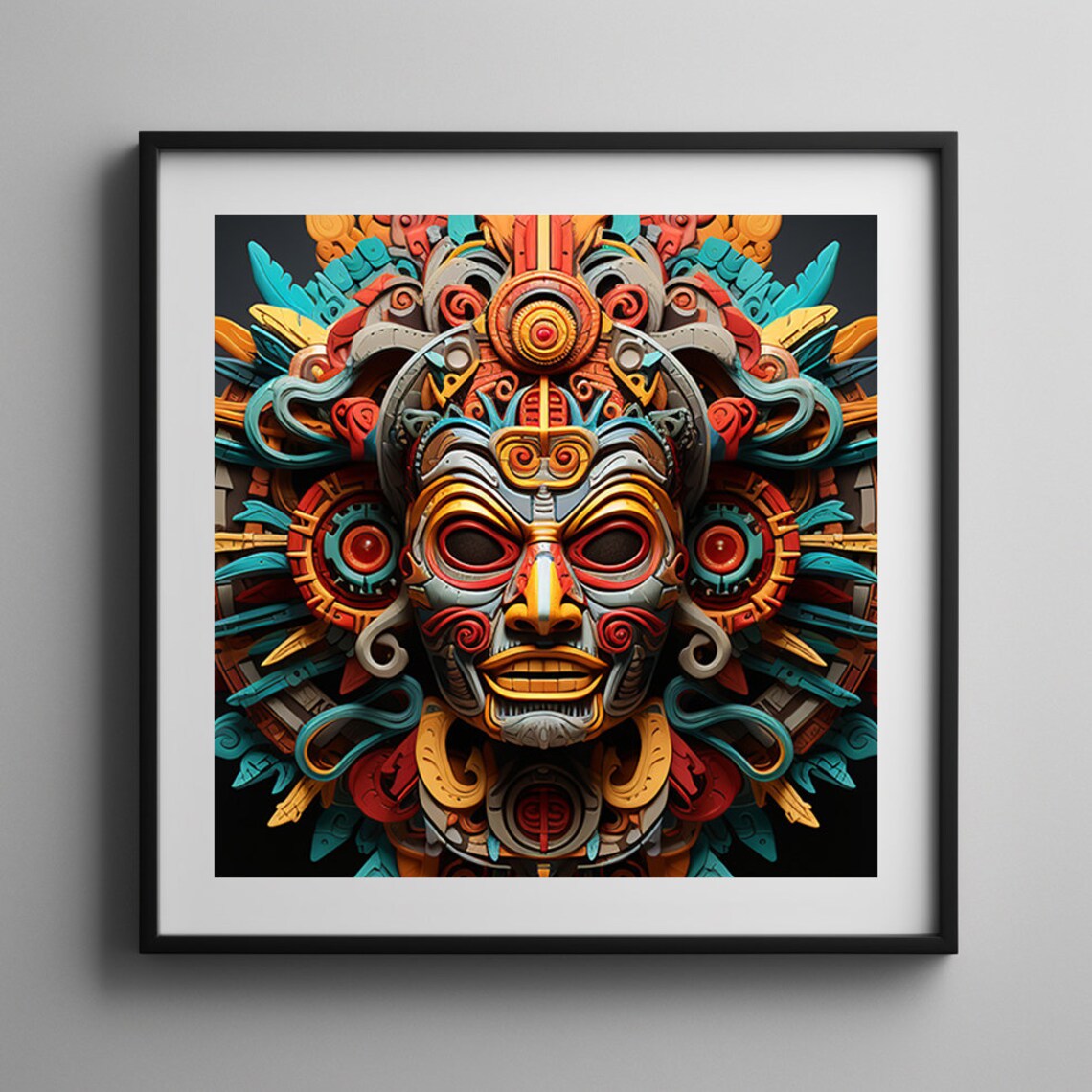 Aztec Print of God of North Wind, Aztec Wall Art, Aztec Digital Print ...