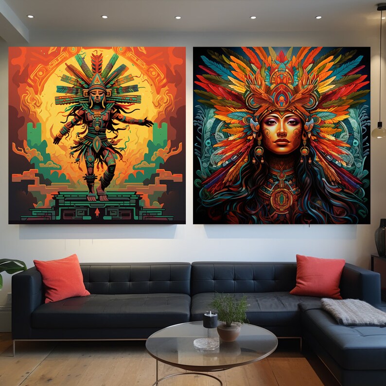Aztec God of Sun Mayan Wall Art Aztec Digital Print Mythological Digital Art - Etsy