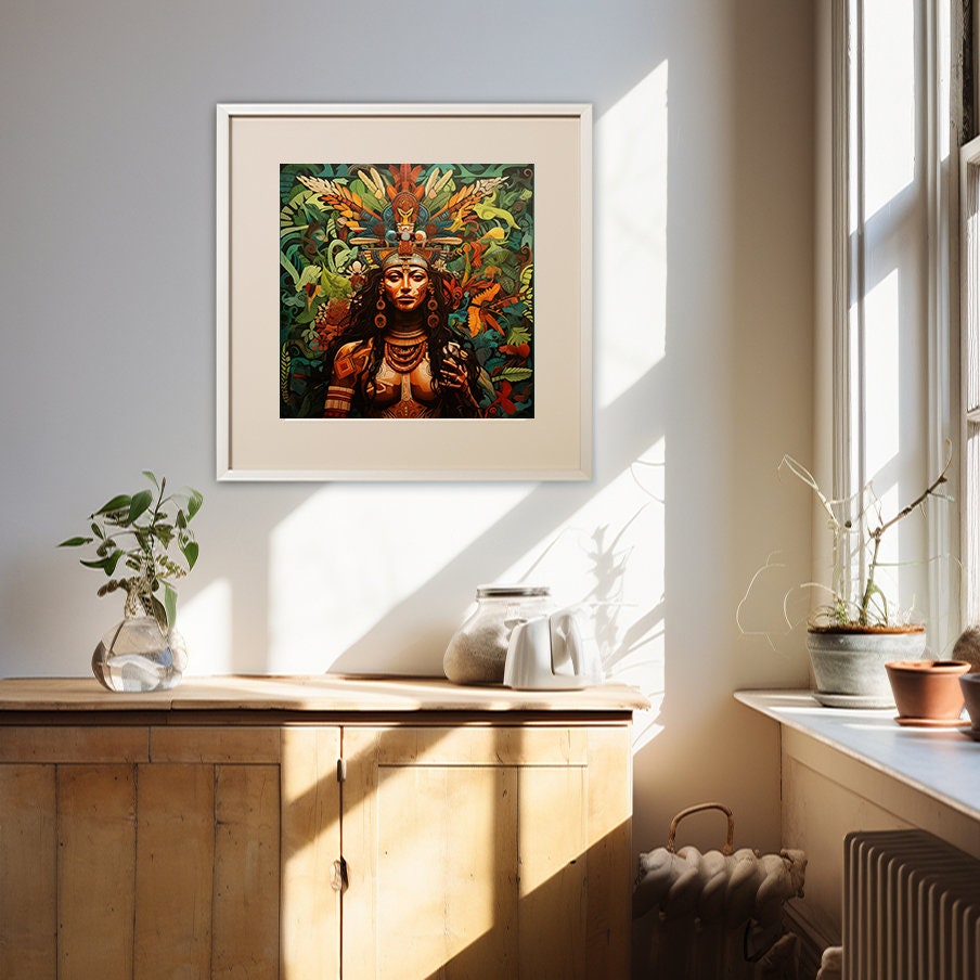 Aztec Goddess of Nature Aztec Wall Art Mythological Digital Art - Etsy