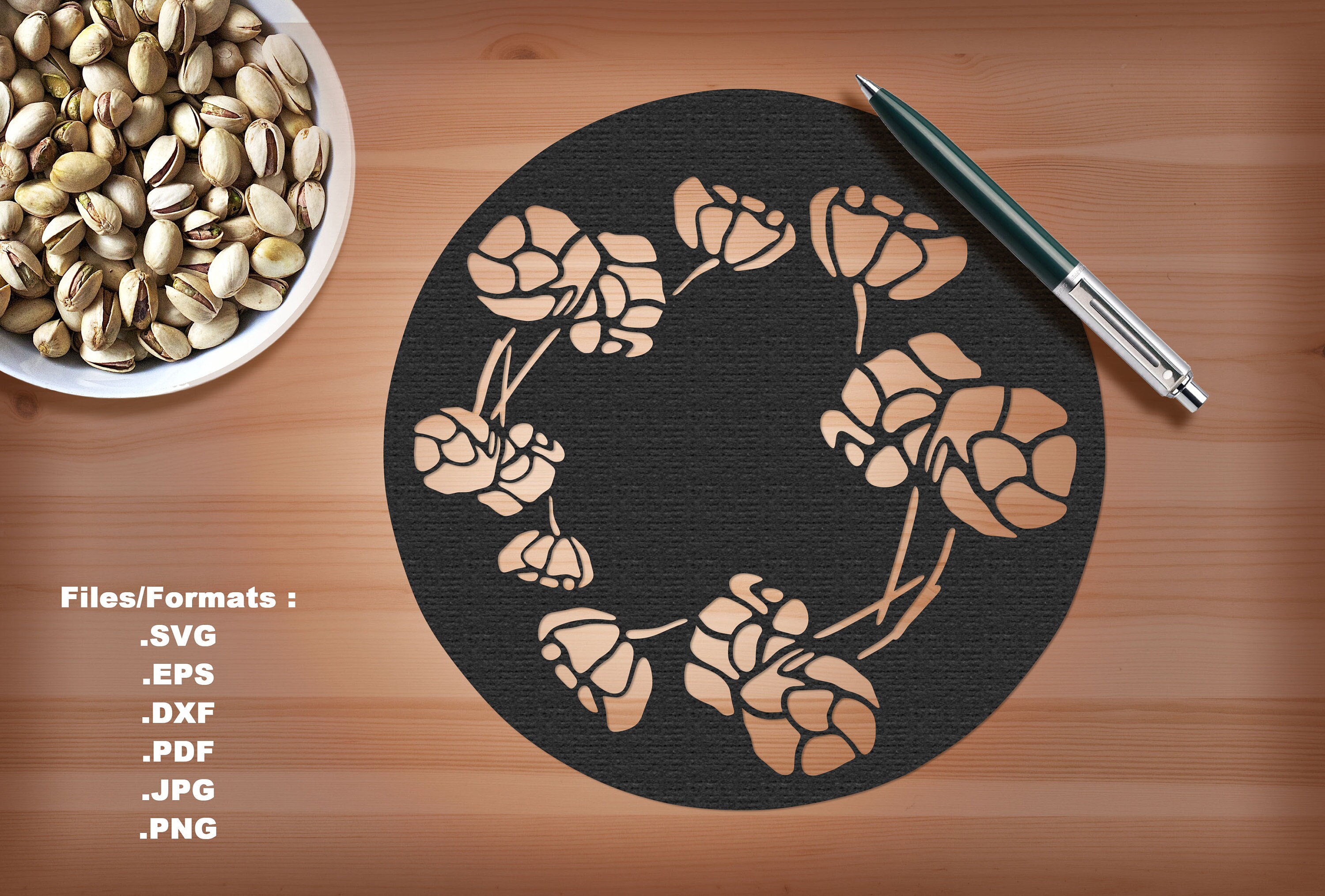 Flower Coaster .svg .jpg .dxf . Png .pdf .eps Files for - Etsy