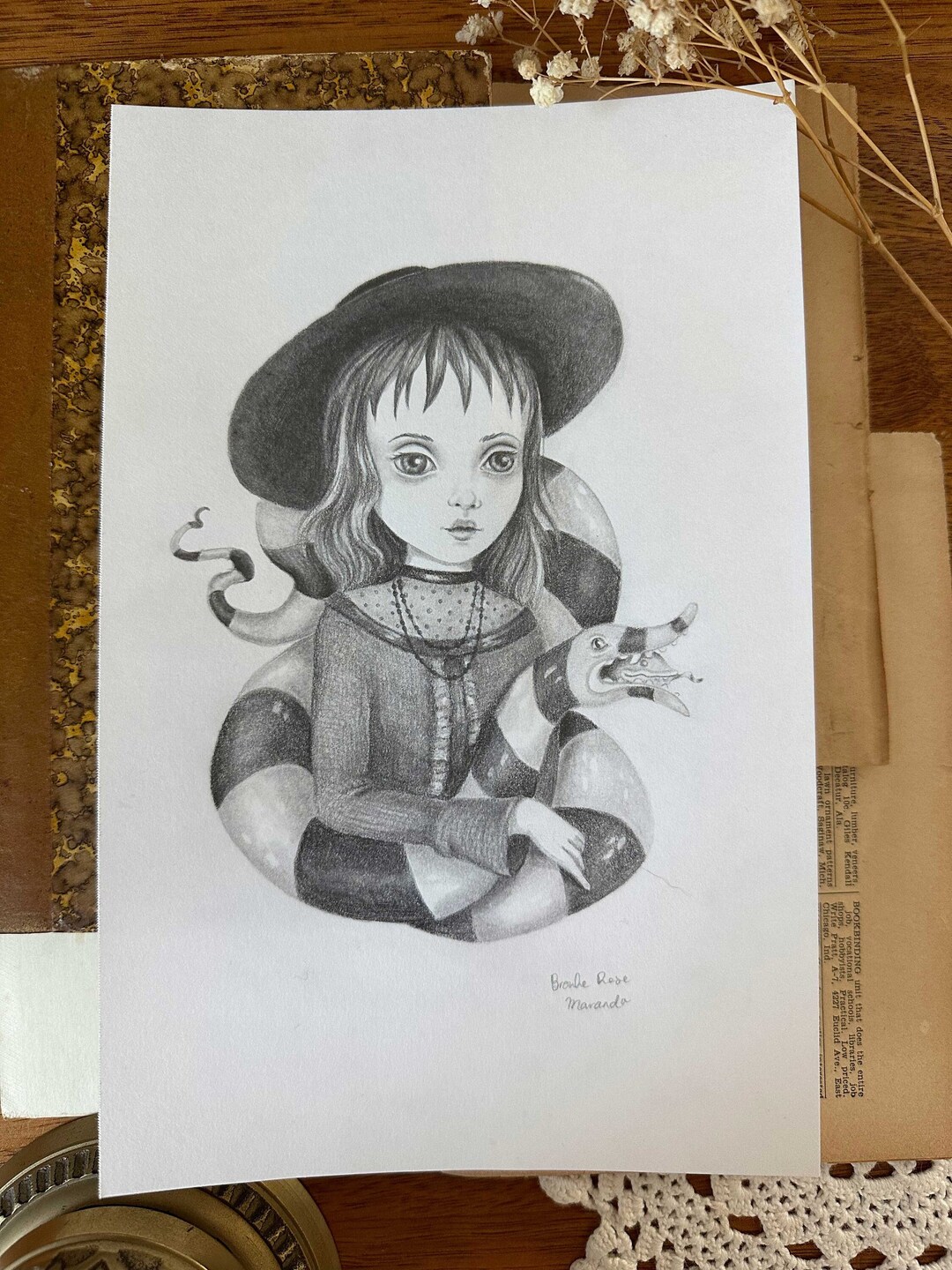 Lydia Deetz - Original Graphite Drawing - Etsy