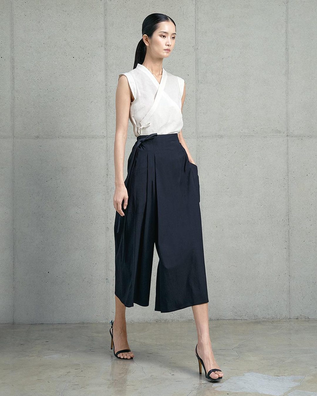 Elastic Waist Pants, Summer Wide Leg Trousers TETEROT SALON 운하 바지 - Etsy