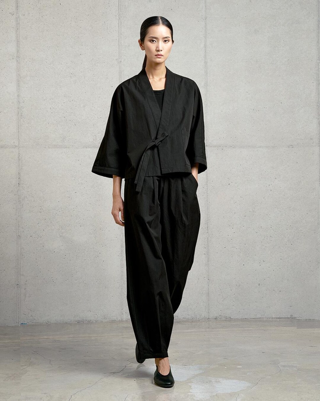 Modern Hanbok Black Loose Fit Jacket, Oversized Outwear Kpop Bts Street ...