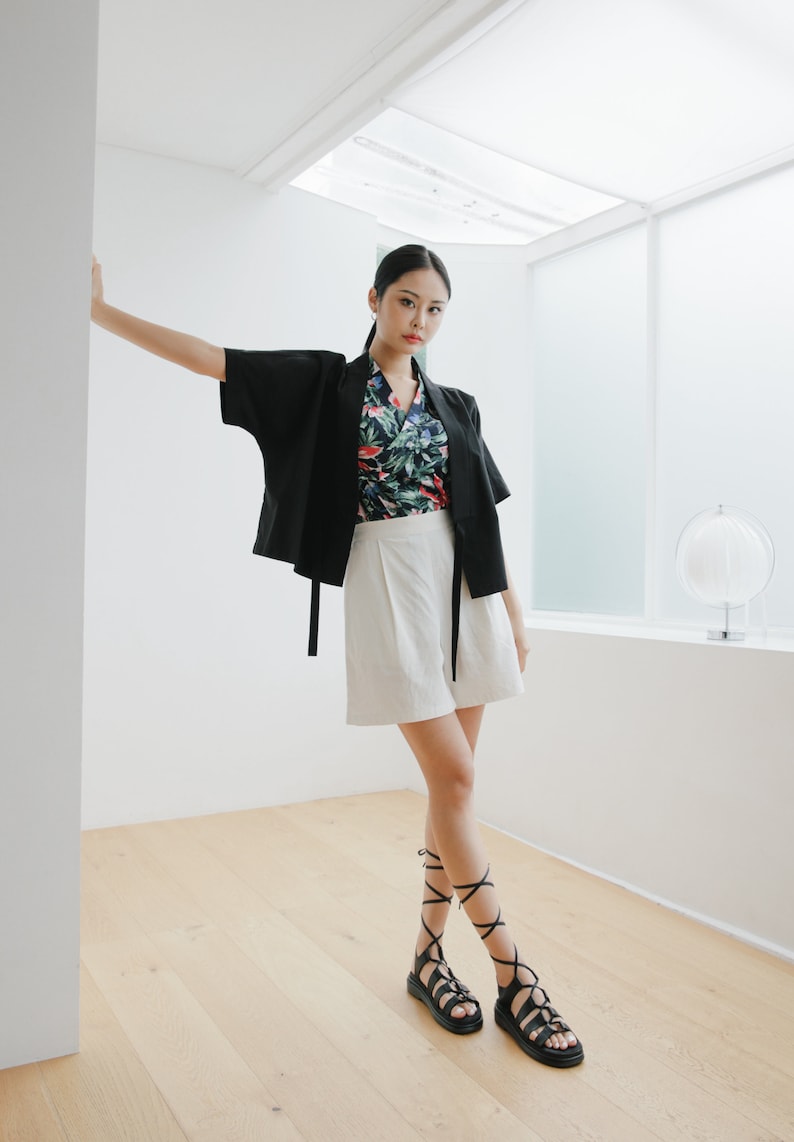 Women's Floral Blouse Sleeveless Linen Hanbok Korean | Etsy