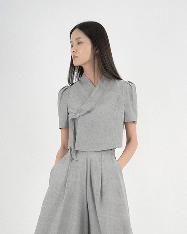 Korean Modern Hanbok K-fashion Short-sleeved Jeogori for Summer TETEROT ...