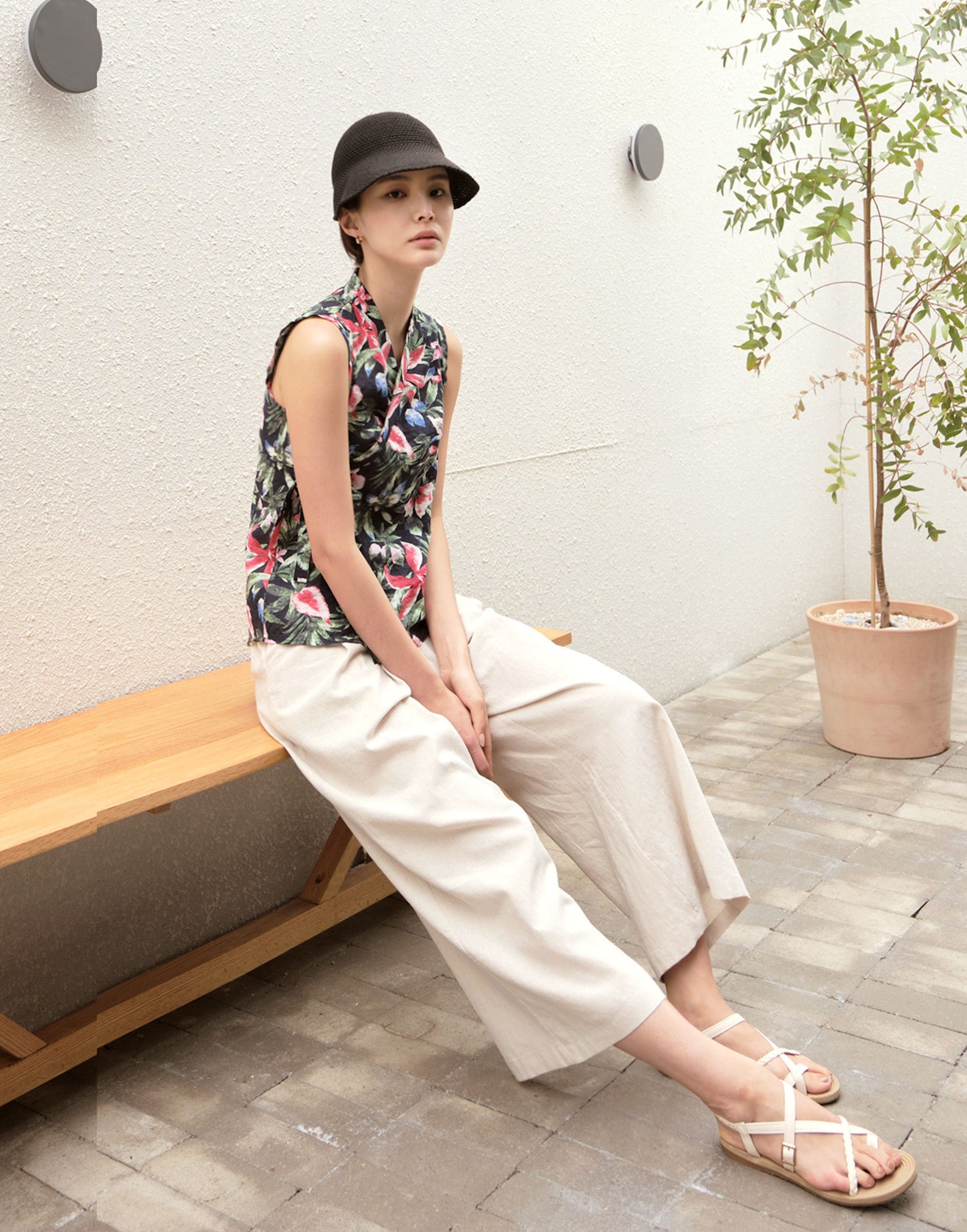 Women's Floral Blouse Sleeveless Linen Hanbok Korean | Etsy