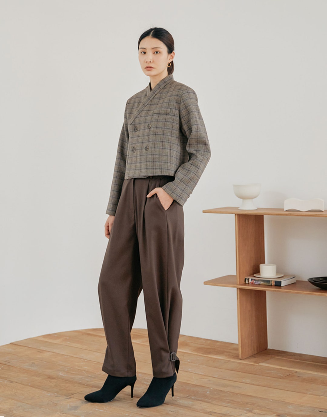 Winter Pants Brown Modern Hanbok Kpop Street Fashion Wide Leg Pants ...