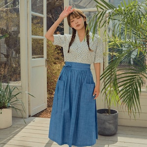Modern Hanbok Wrap Skirt Vintage Linen Skirt Washed Linen Skirt High ...