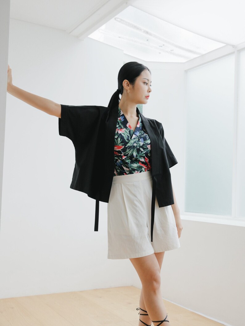 Women's Floral Blouse Sleeveless Linen Hanbok Korean | Etsy