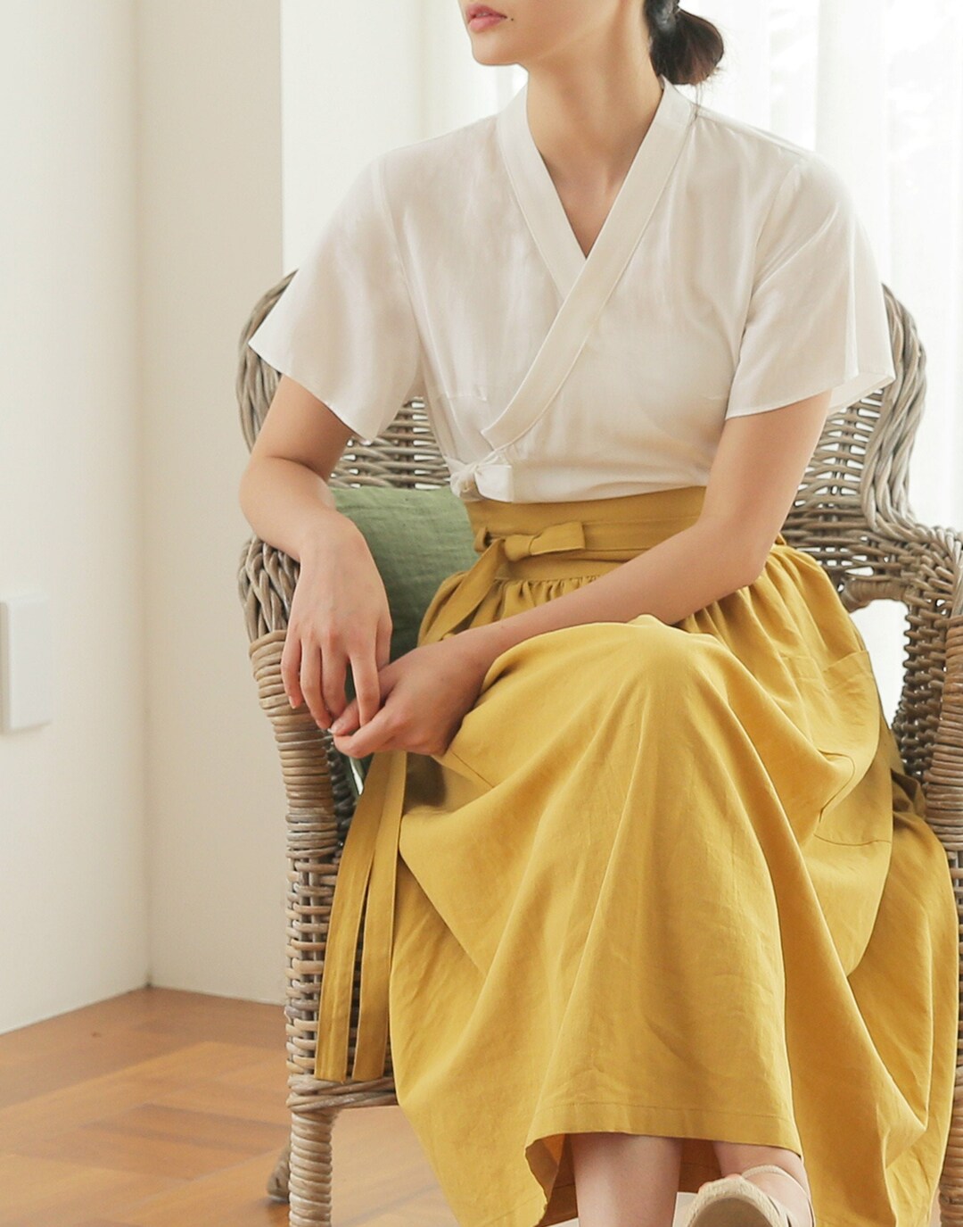 Basic Short-sleeved Modern Hanbok Blouse Women's Wrap Blouse Hanbok ...