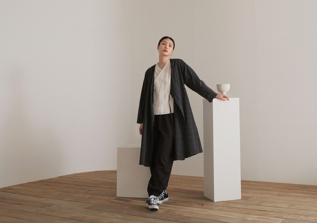 Modern Hanbok Long Jacket Loose Fit Cardigan, Kpop BTS Shirt Street ...