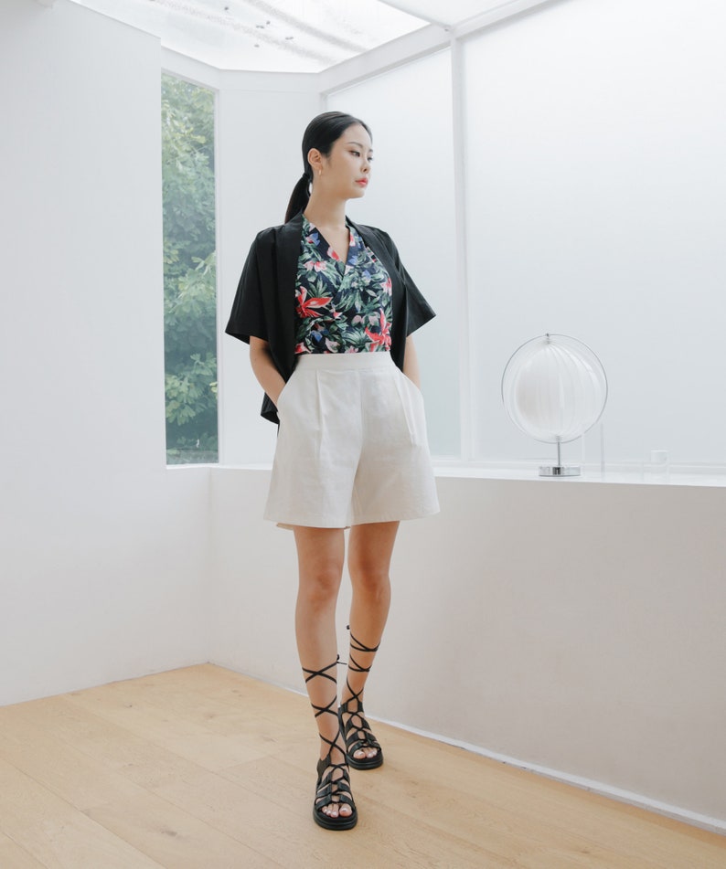 Women's Floral Blouse Sleeveless Linen Hanbok Korean | Etsy