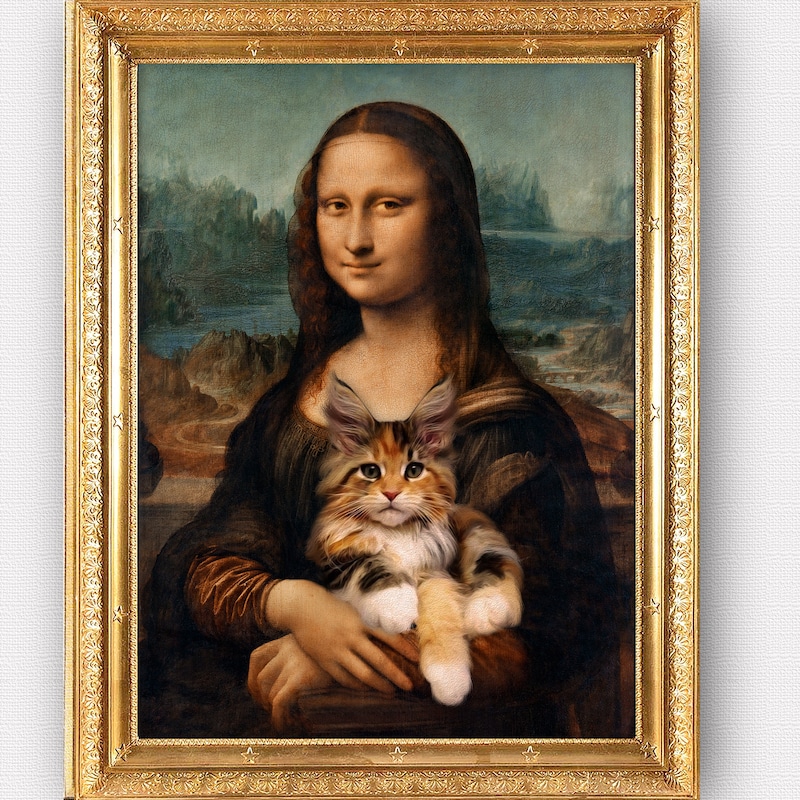 Mona Lisa With Cat - Etsy