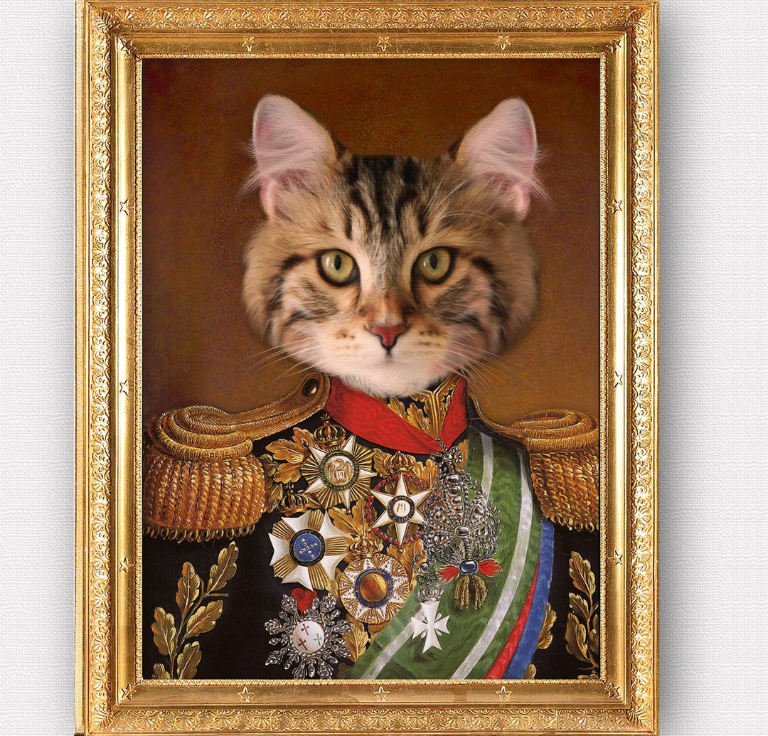Custom Pet Portrait,military Pet Portrait,regal Pet Portrait,royal Pet ...