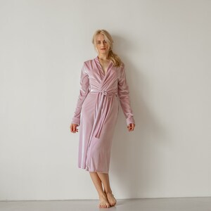 Velvet Velour Mid Robe Blush Pink Bridal Robe Beige - Etsy