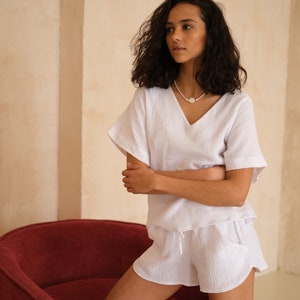 The Essential Set. Organic Crinkle Cotton Set, Shorts and Tank, Beach ...