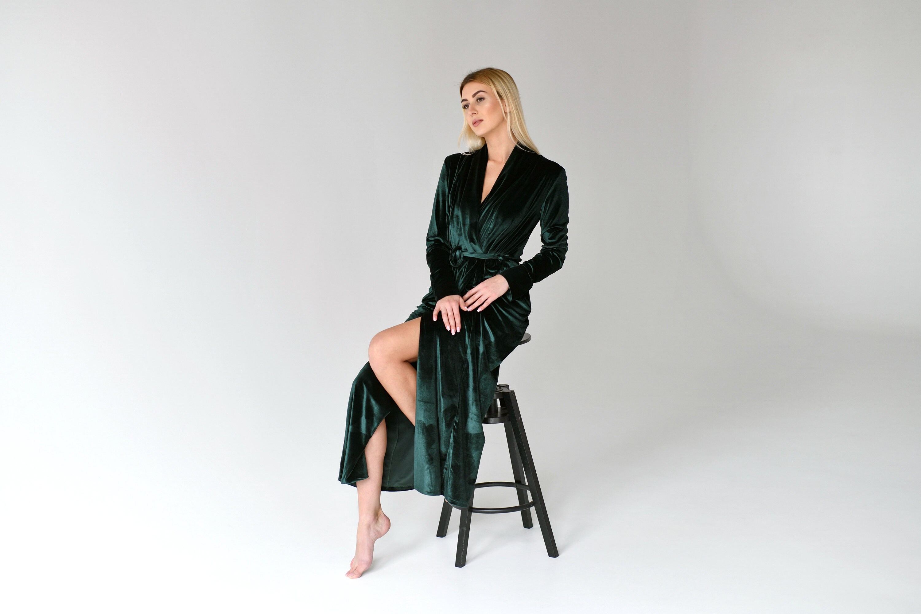 Bridesmaid Robe Green Velvet Robe Velvet Kimono Robe Floral | Etsy