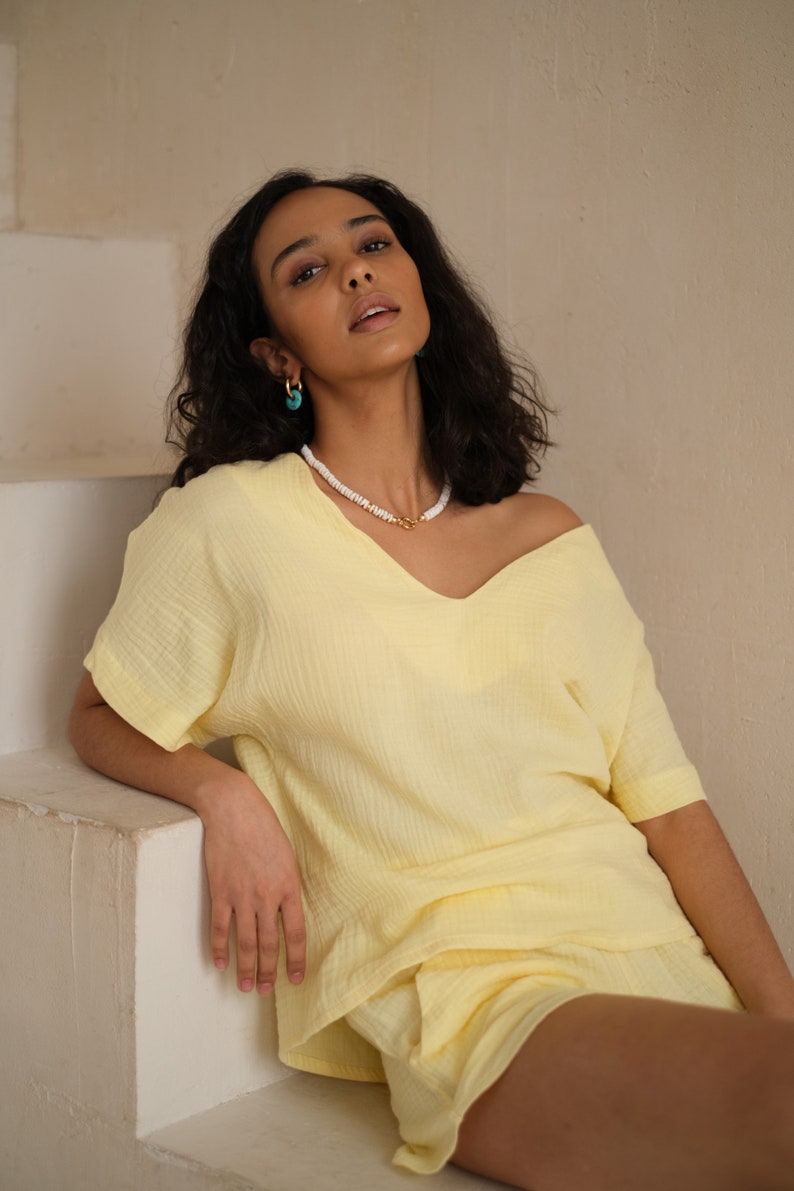 The Essential Set. Organic Crinkle Cotton Set Shorts and | Etsy