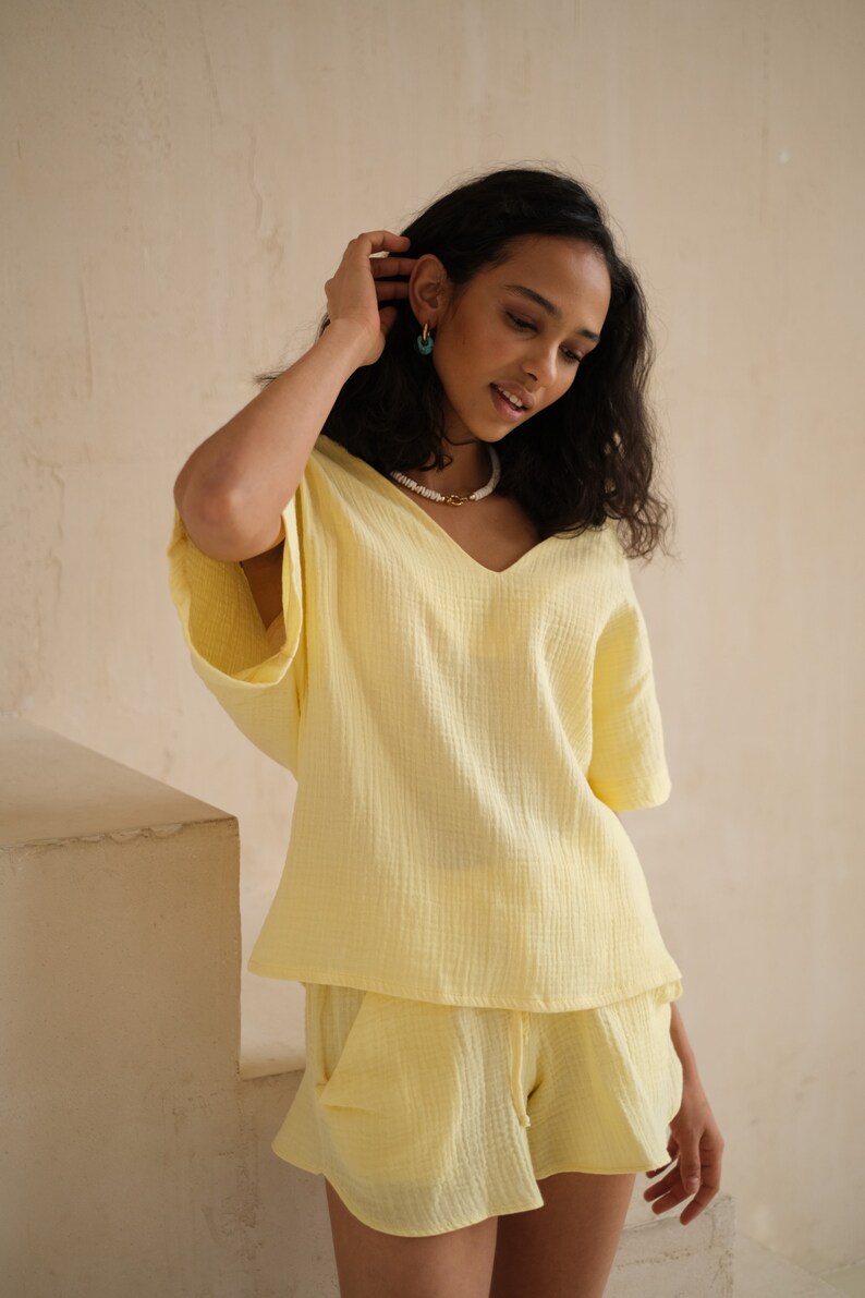 The Essential Set. Organic Crinkle Cotton Set Shorts and | Etsy