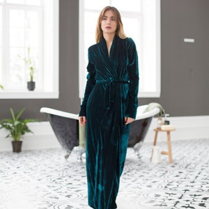 Bridesmaid Robe Green Velvet Robe Velvet Kimono Robe Floral - Etsy