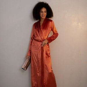 Velvet Long Robe Bride Robe Bridesmaids Robes Womens Velvet - Etsy