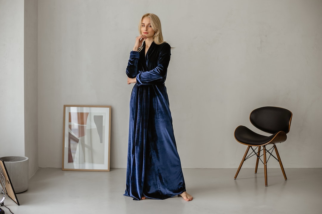 Velvet Long Robe, Bride Robe, Bridesmaids Robes, Womens Velvet Robe ...