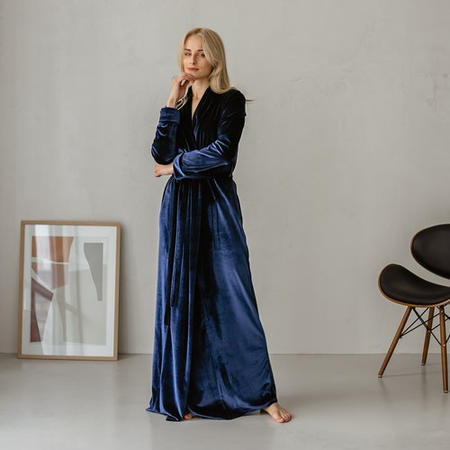Velvet Long Robe Bride Robe Bridesmaids Robes Womens Velvet - Etsy