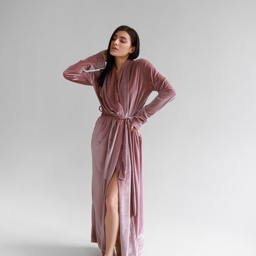 Velvet Long Robe Bride Robe Bridesmaids Robes Womens Velvet - Etsy