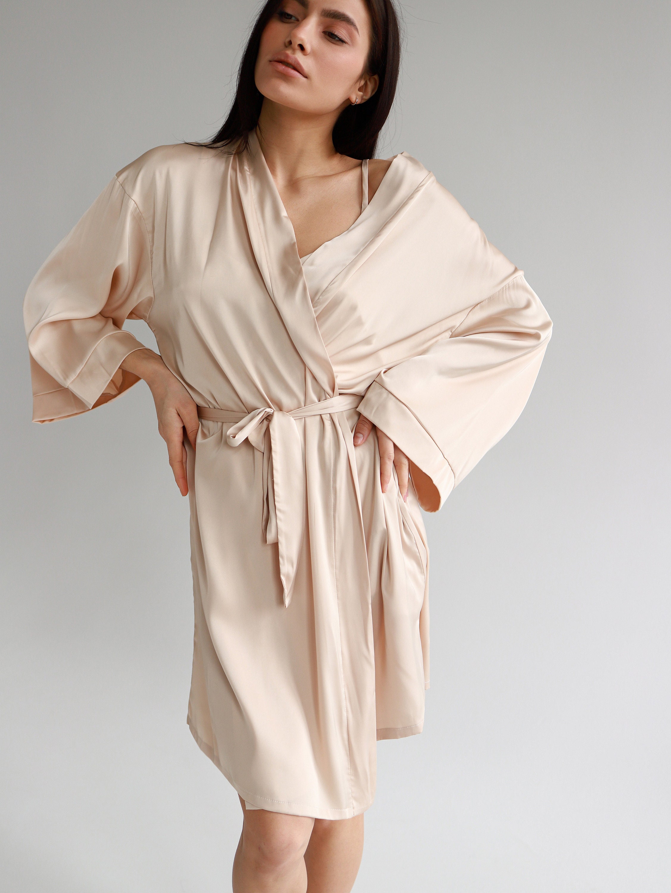 Satin robes for women black satin robe bridesmaid robes | Etsy