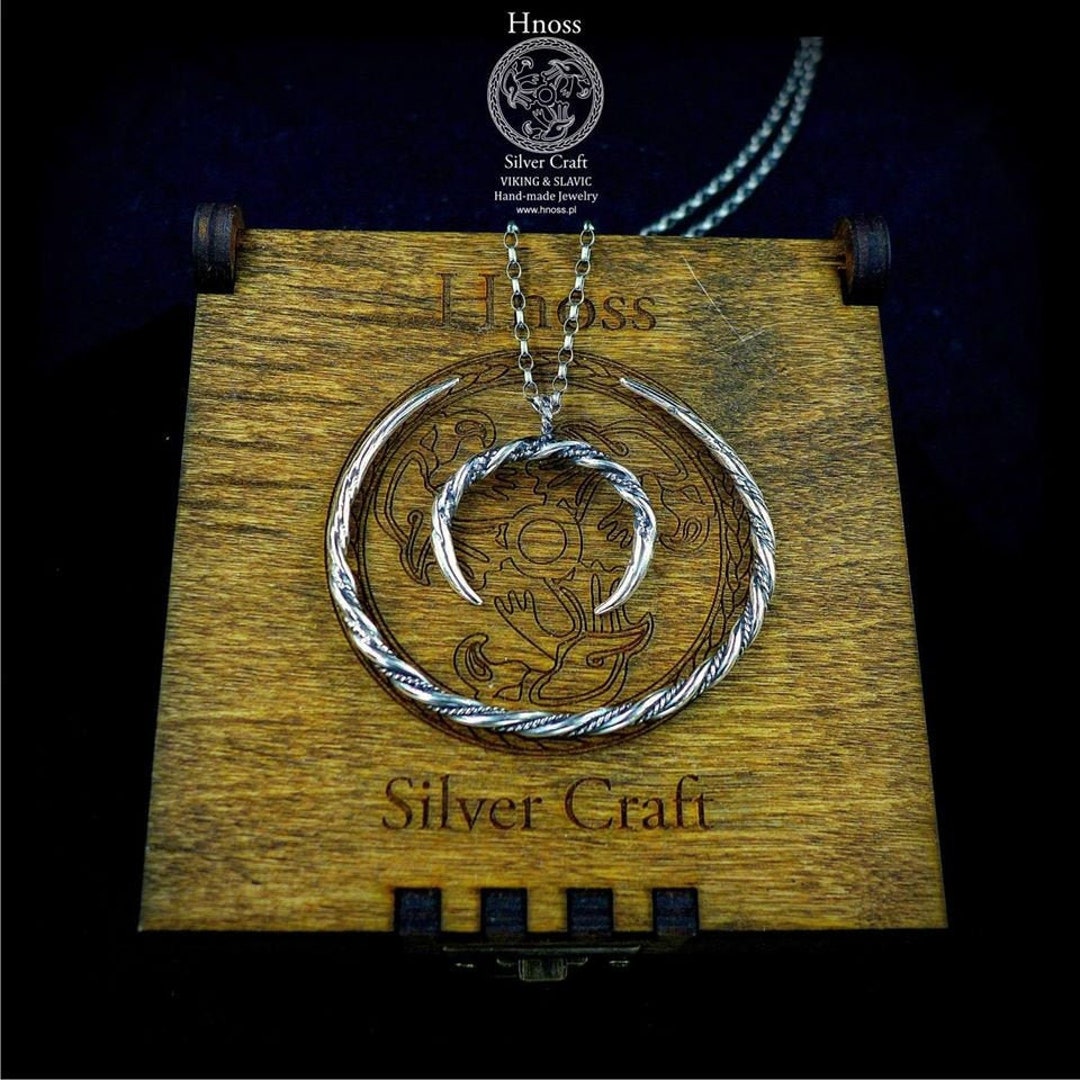 Silver Slavic Set - Bracelet & Lunula Pendant With Chain - Etsy