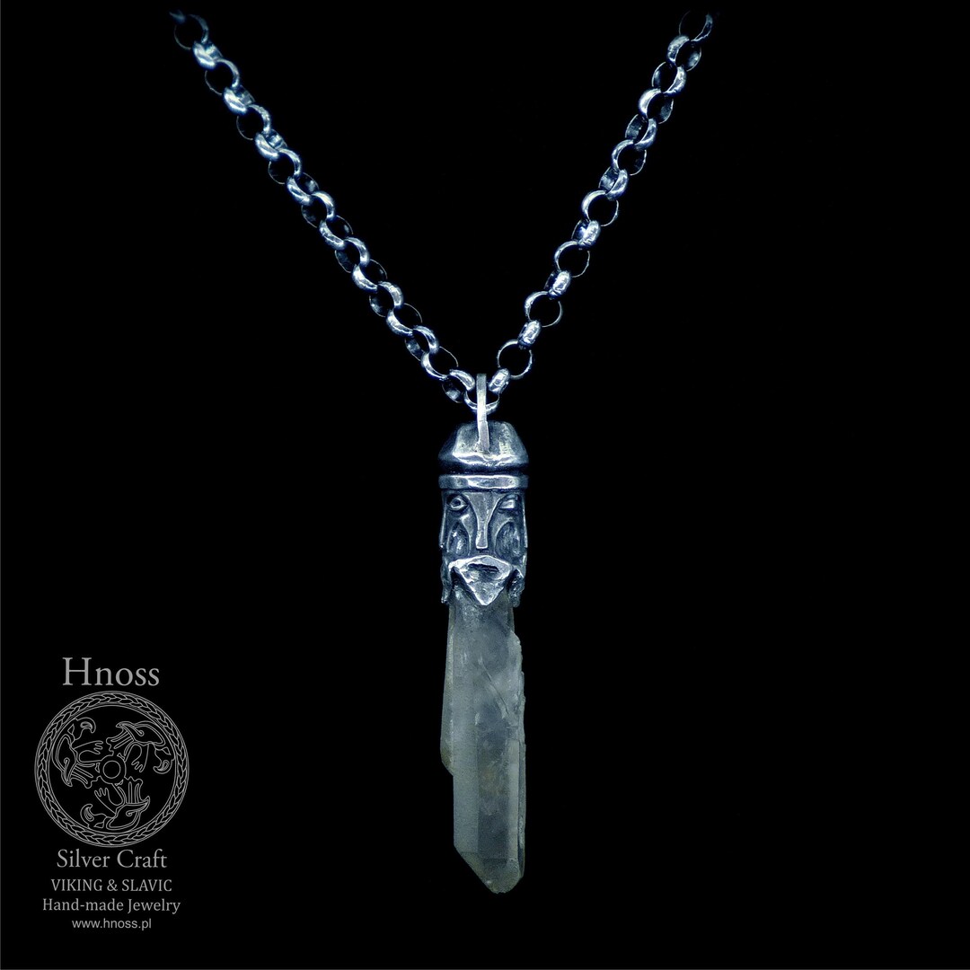 Necklase Set of BIG Silver Svantevit Pendant With Mountain Crystal ...